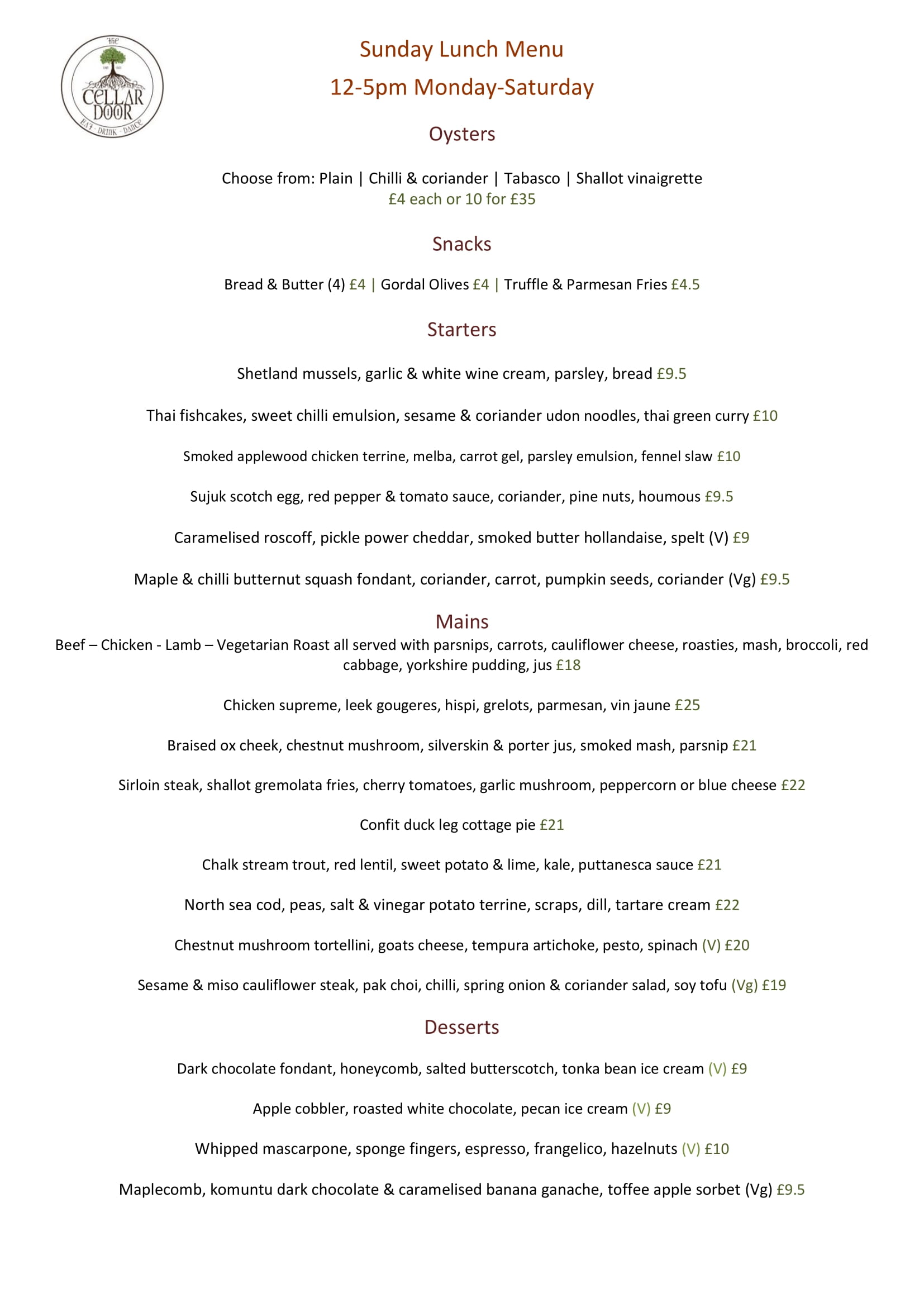 Sunday Lunch Menu Sunday Menu – The Greyhound Lavenham